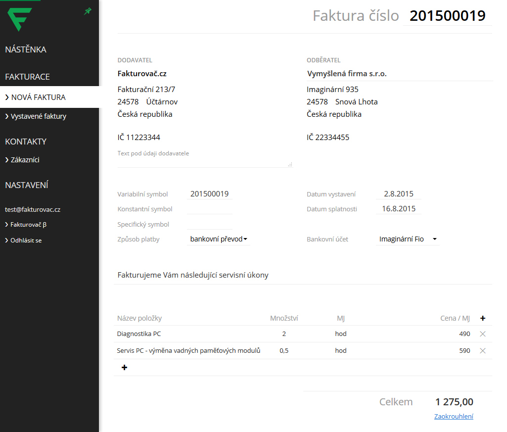 Fakturovač.cz | Online fakturace jednoduše, přehledně a zdarma!