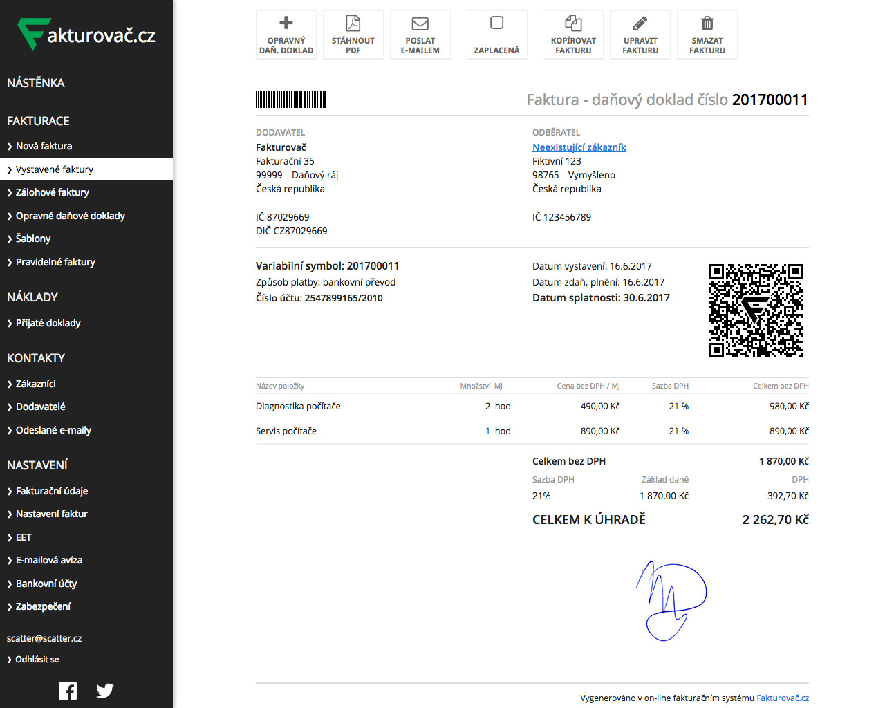 Fakturovač.cz | Online fakturace jednoduše, přehledně a zdarma!