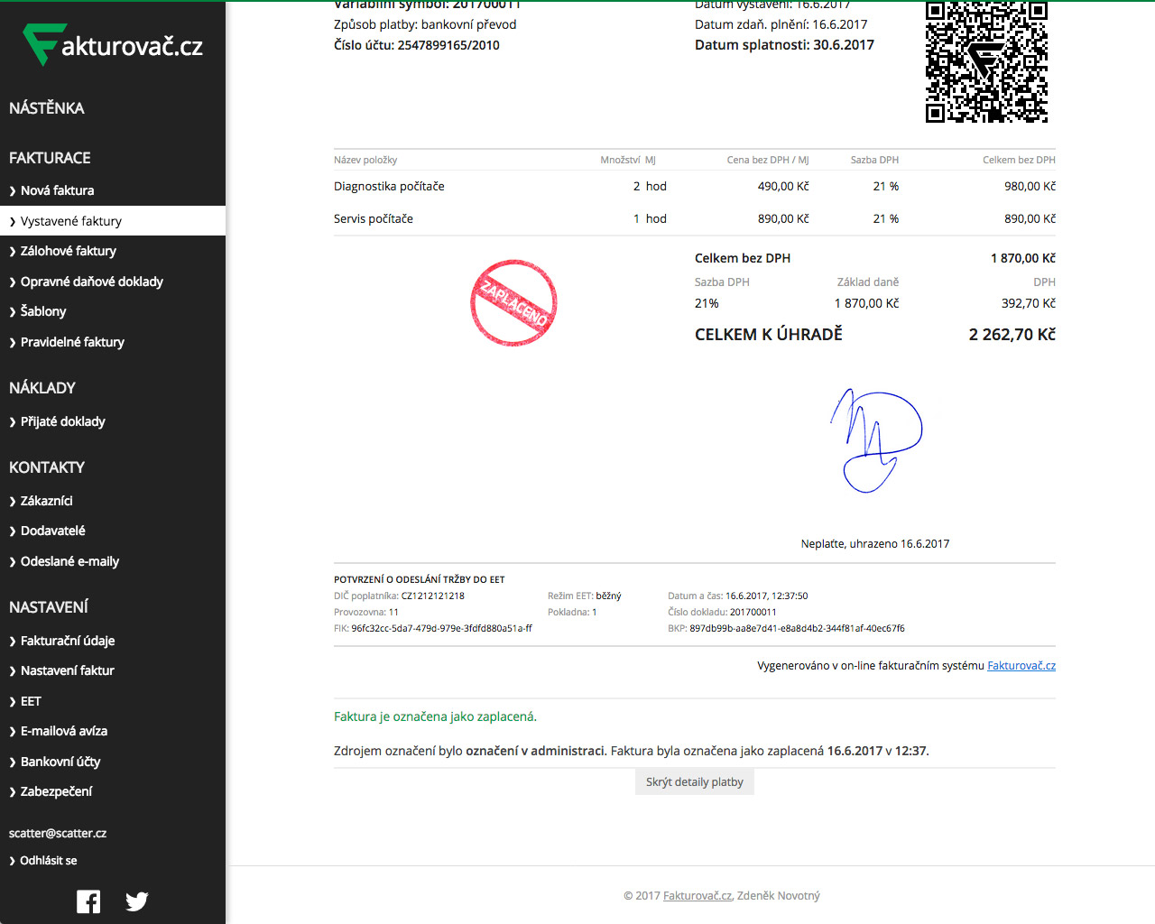 Fakturovač.cz | Online fakturace jednoduše, přehledně a zdarma!